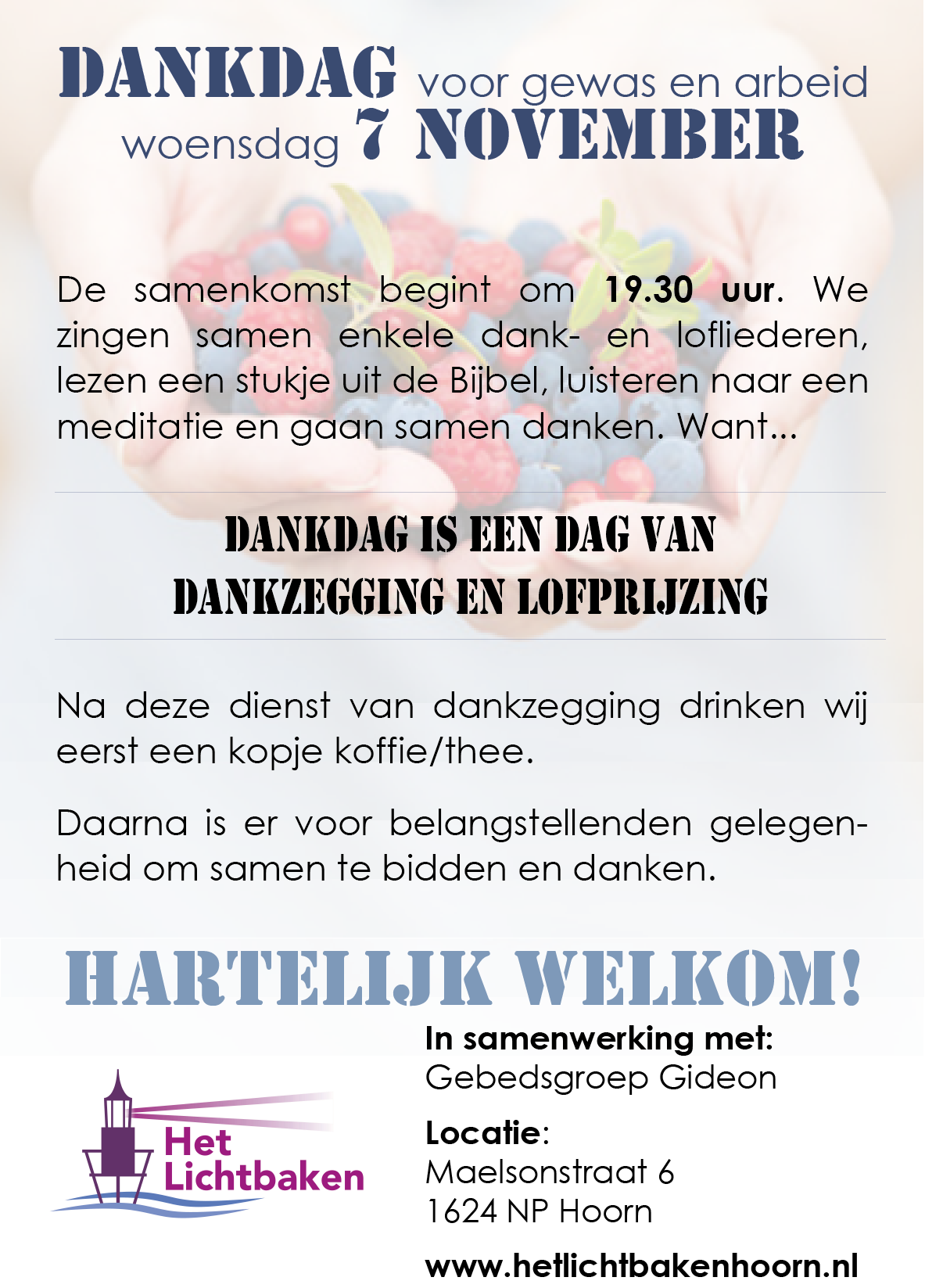 Dankdag voor gewas en arbeid - Lichtbaken Hoorn